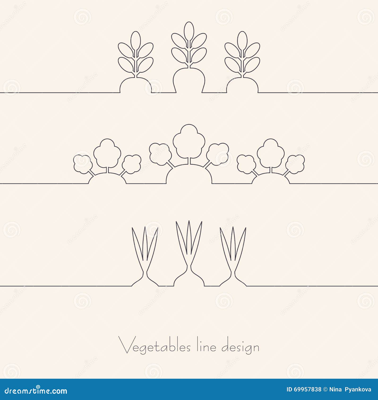 Vegetables Line Design Vector Stock Vector - Illustration of hanging ...