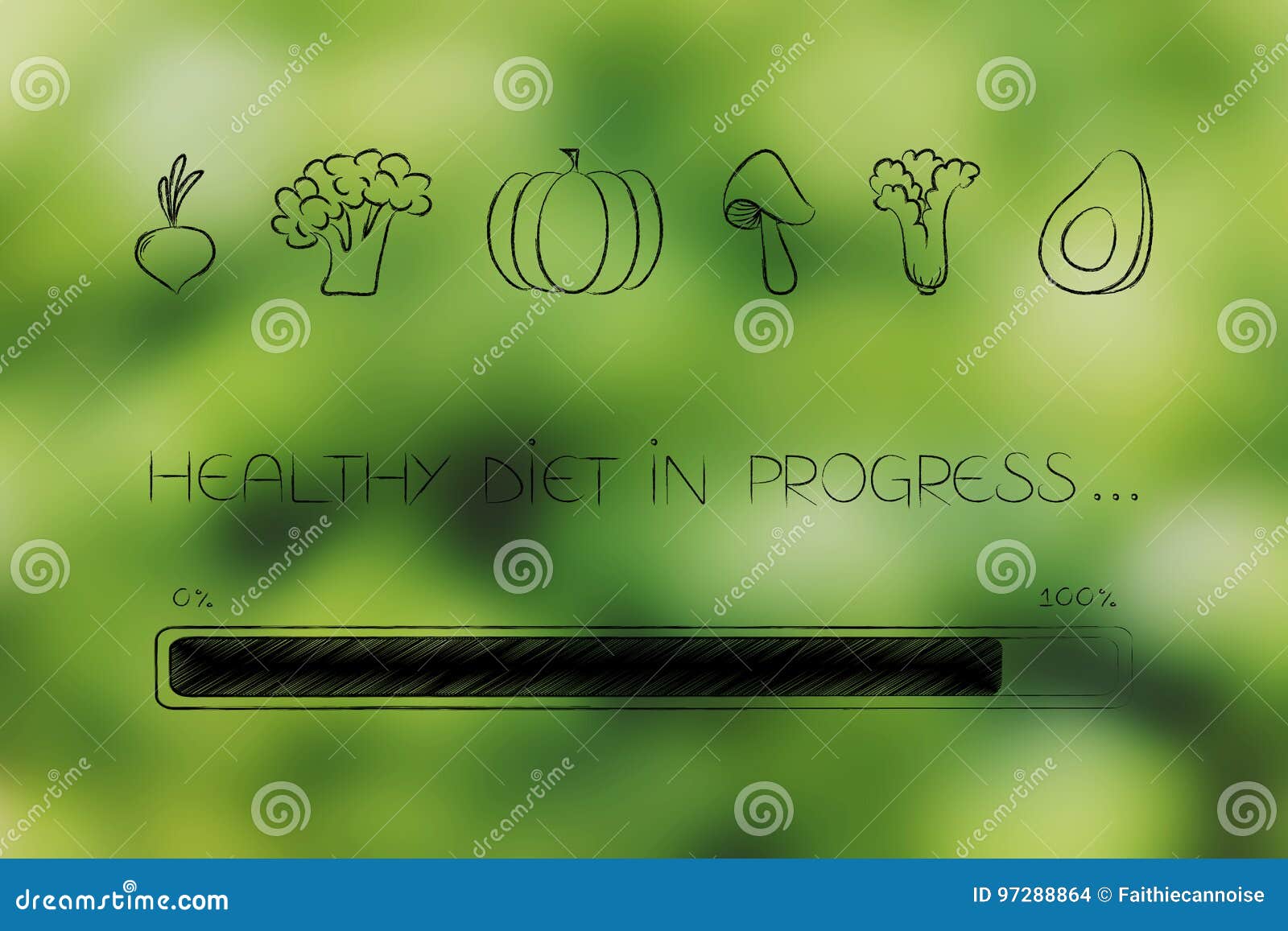Vegetables Loading, Healthy Diet in Progress Stock Illustration ...
