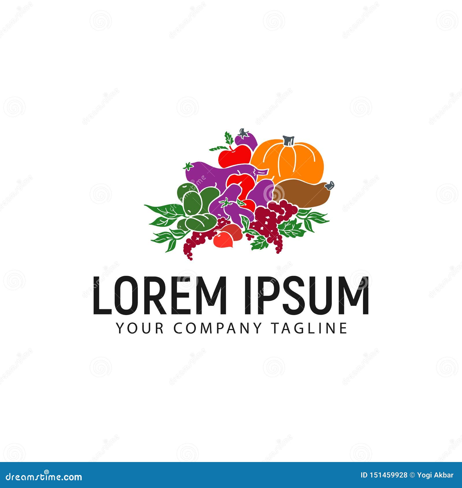 Vegetables Logo Design Concept Template Stock Vector - Illustration of ...