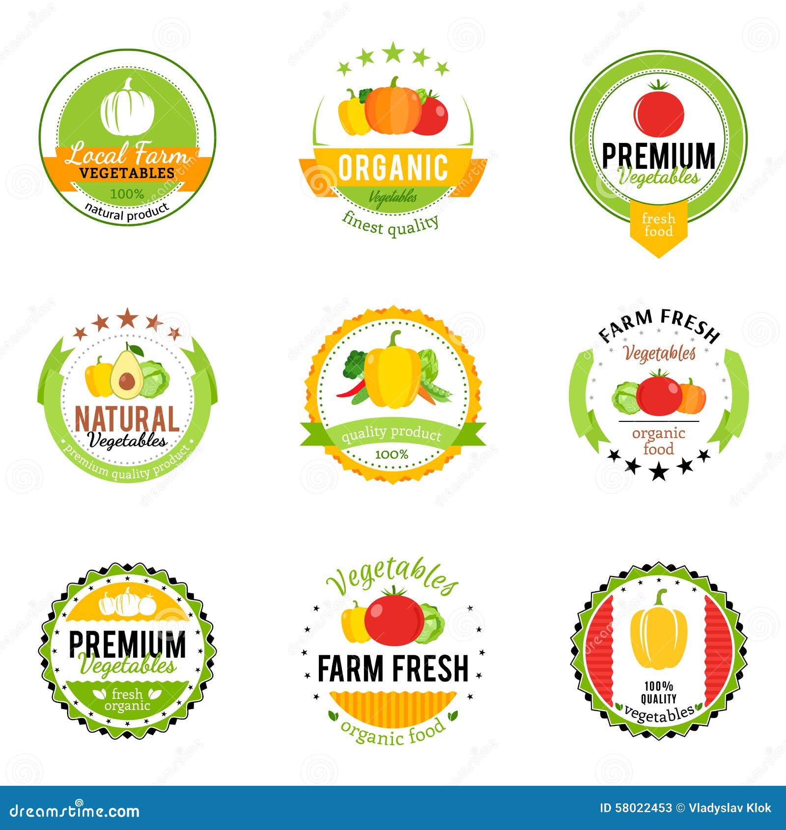 Vegetables Logos, Labels and Design Elements Stock Vector ...