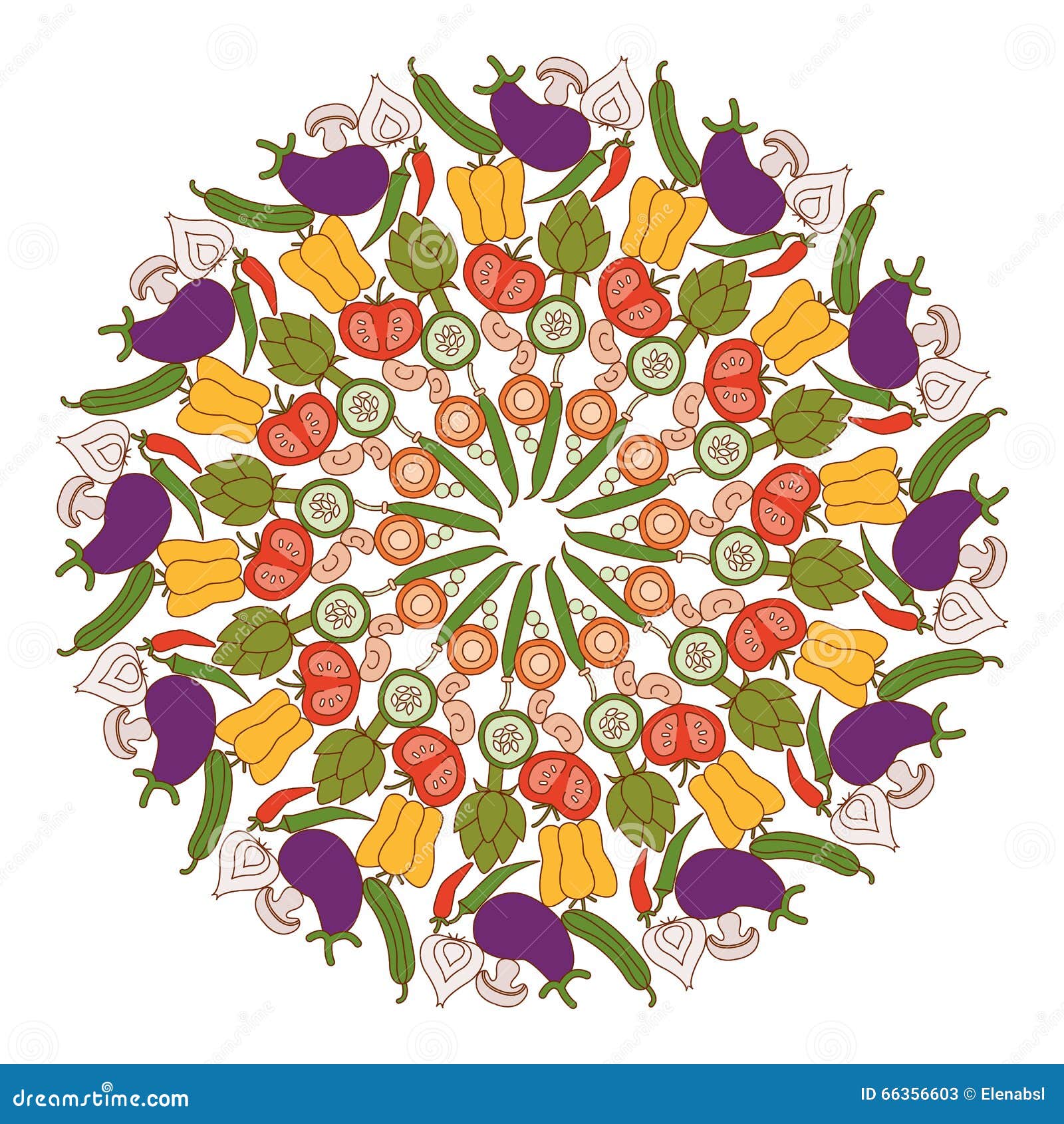 Mandala Vegetables Fruits Colors Vector Illustration | CartoonDealer ...