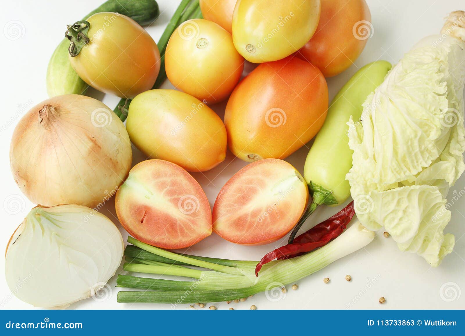 Vegetables Mixed Together and White Background Stock Image - Image of ...