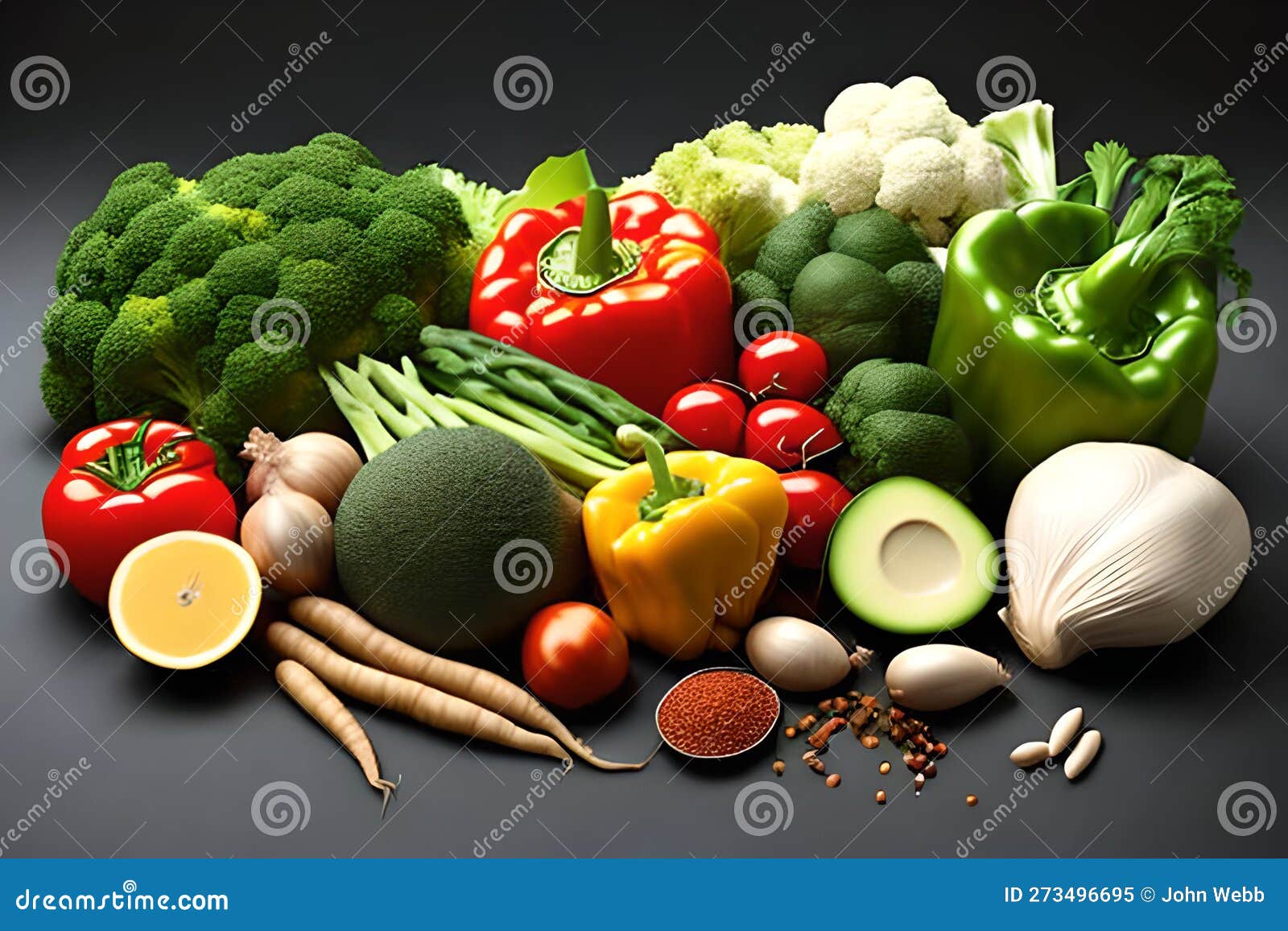 Vegetables of Multiple Types on Gray Surface Generative AI Stock ...