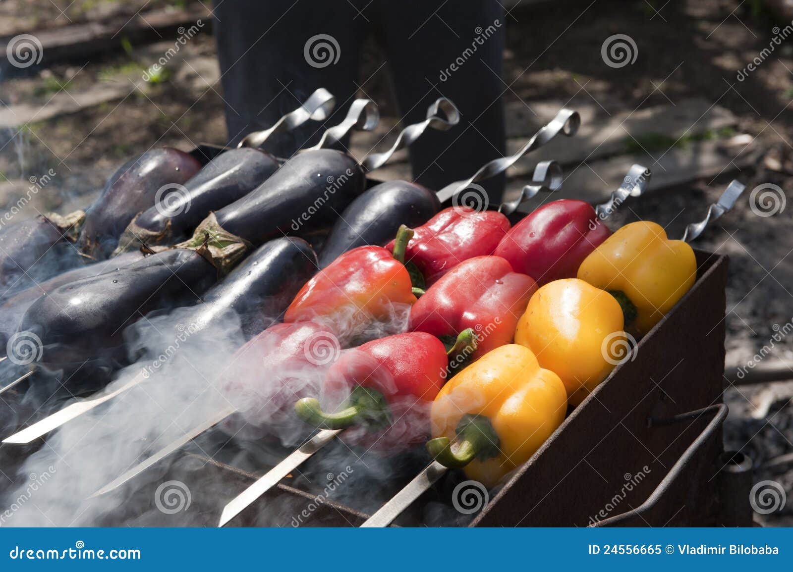 Vegetables on the Open Fire Stock Image - Image of roasted, vegetables ...
