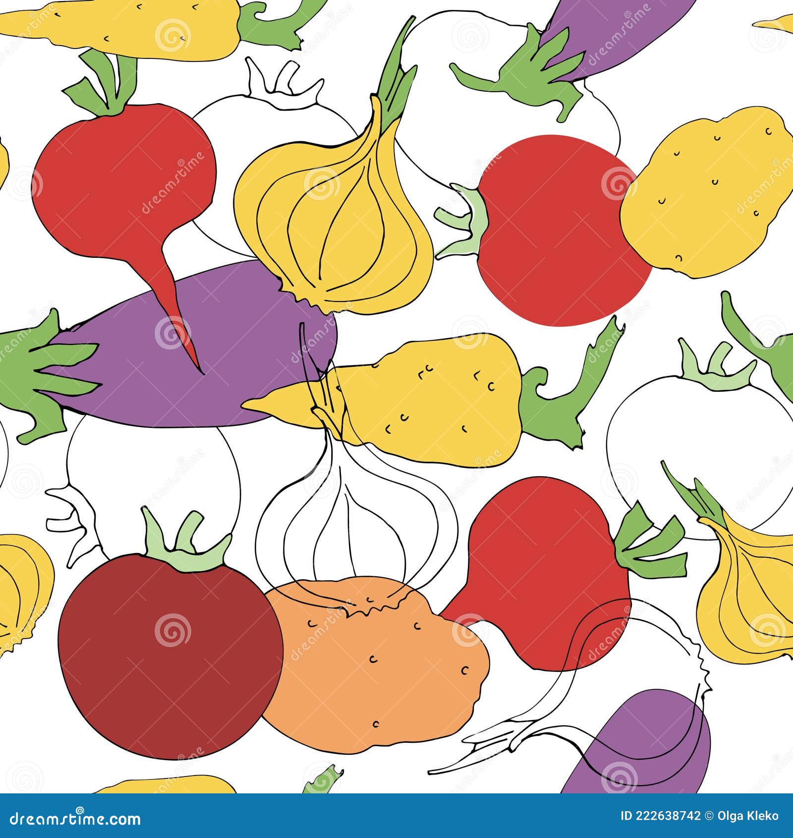 Decorative Vegetables Seamless Pattern. Stock Illustration ...