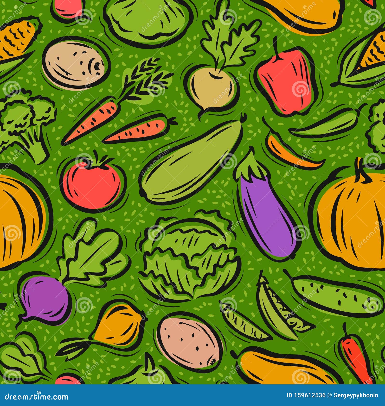Vegetables Pattern. Healthy Food Seamless Background. Vector ...
