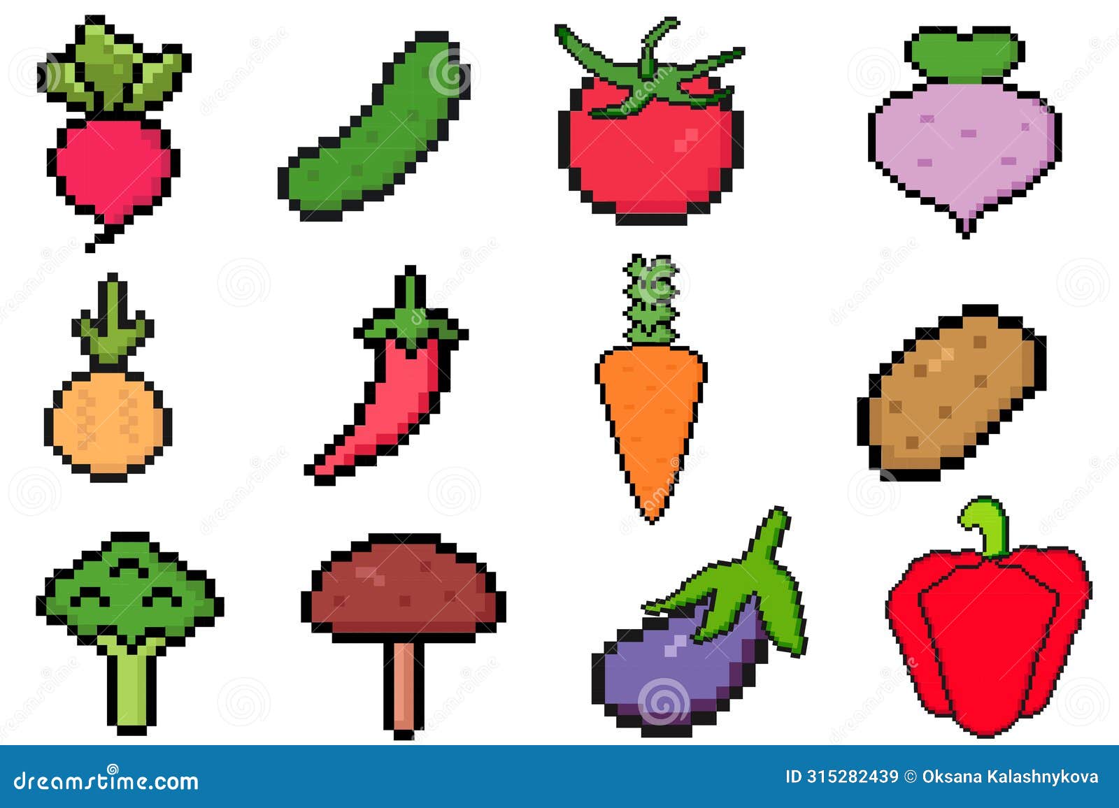Vegetables Pixel Art Icon Set, for Mobile Apps and Game Design Stock ...