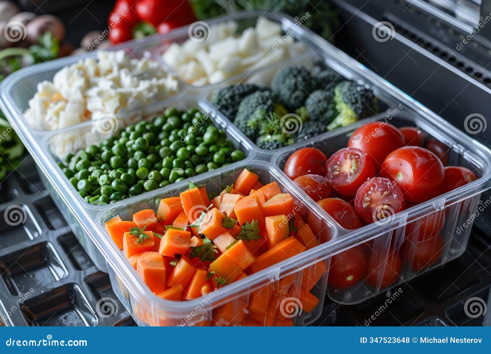 Vegetables in a Plastic Container for Freezing Stock Photo - Image of ...