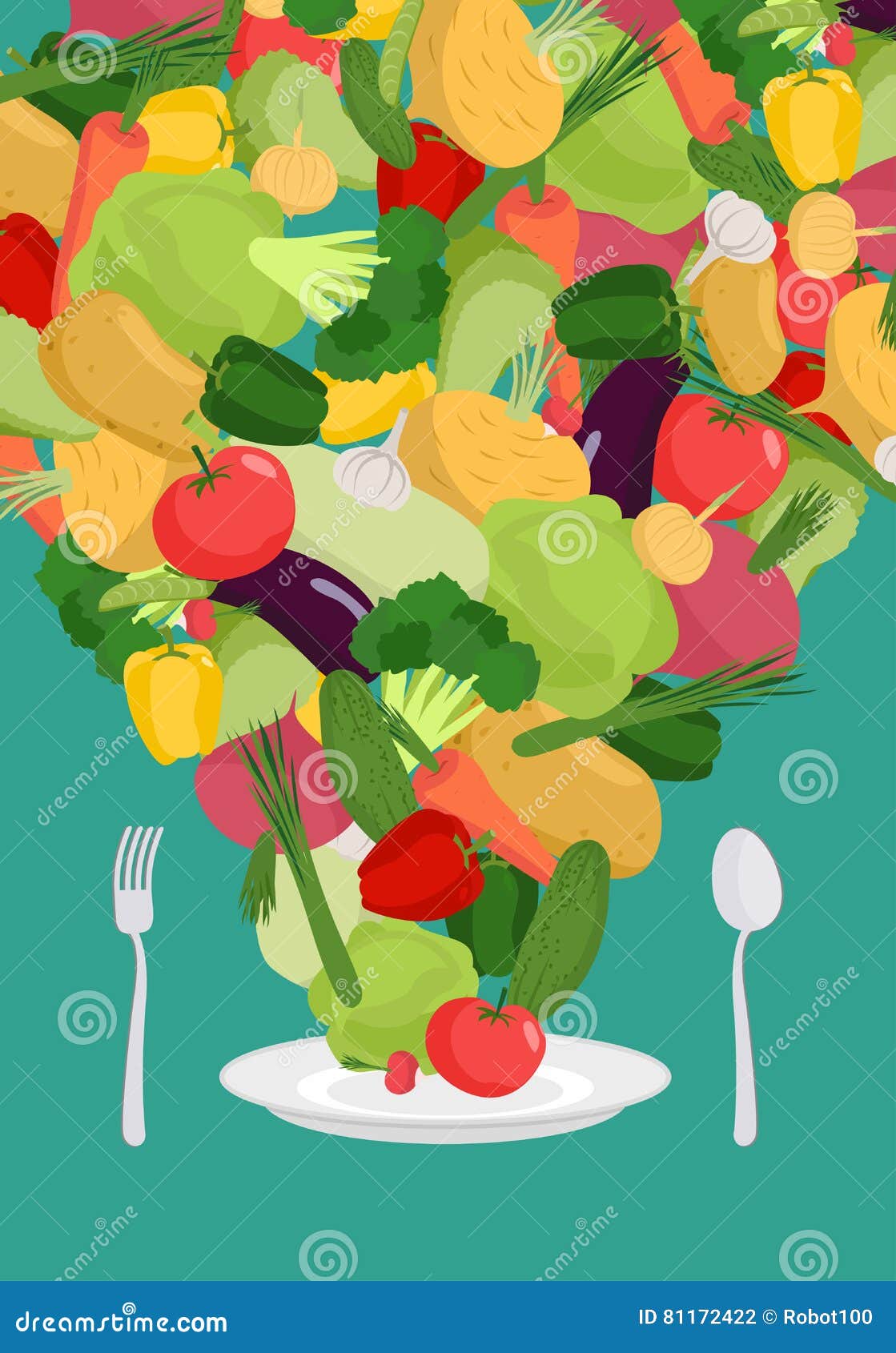 Vegetables on Plate. Vegetable Dish Stock Vector - Illustration of ...