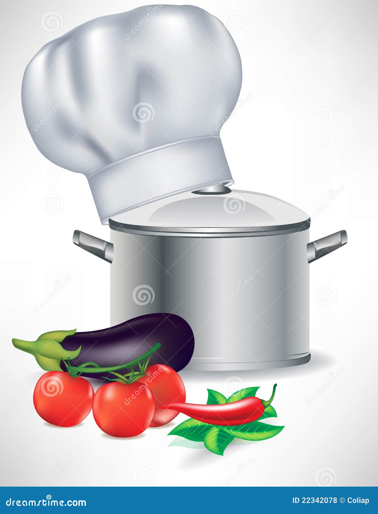 Vegetables and Pot with Cooking Chef Hat Stock Vector - Illustration of ...