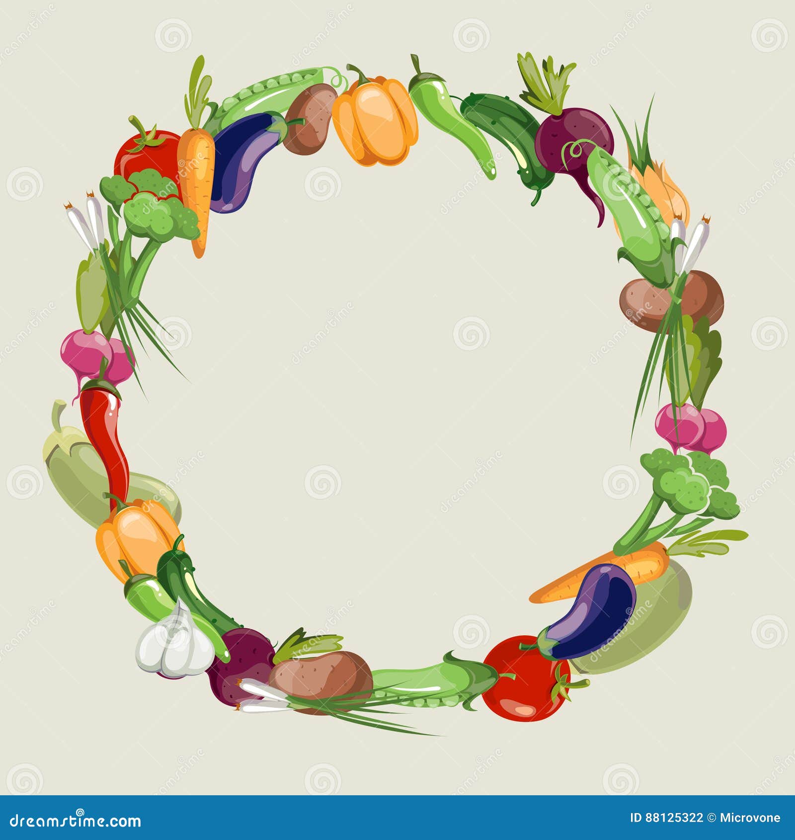 Vegetables Raw Food Vector Blank Frame Stock Vector - Illustration of ...