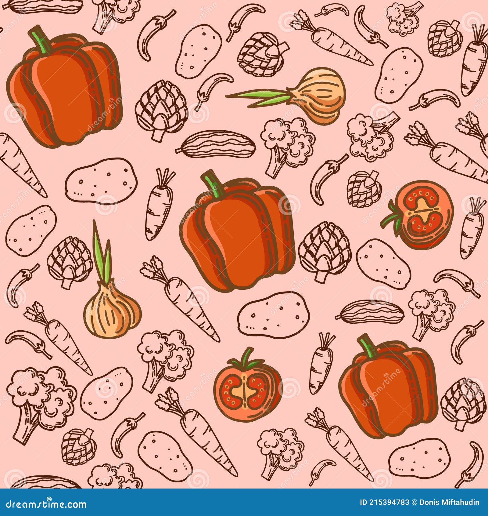 Vegetables Seamless Pattern Background Stock Vector - Illustration of ...