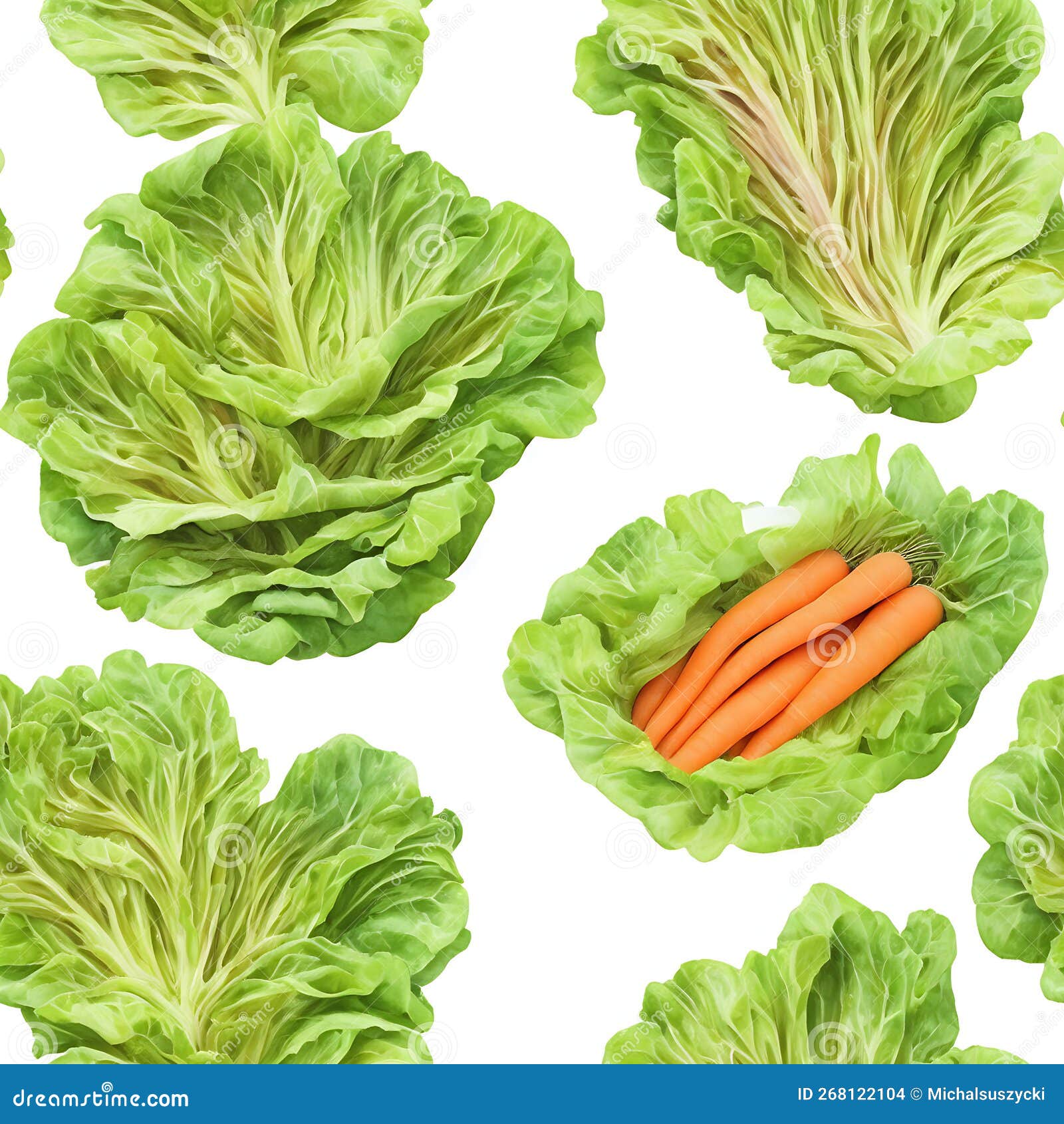 Vegetables Seamless Pattern, Lettuce and Carrots Stock Illustration ...