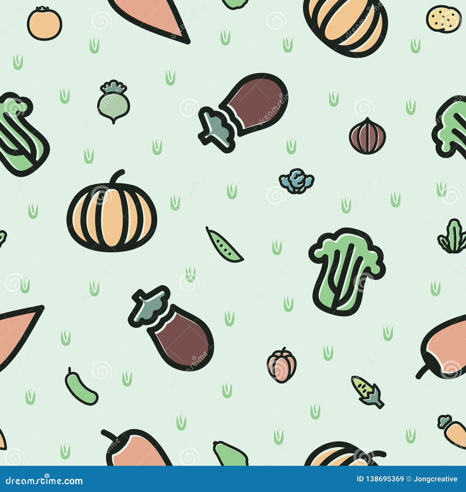 Vegetables Seamless Pattern Repeatable Wallpaper Background Stock ...