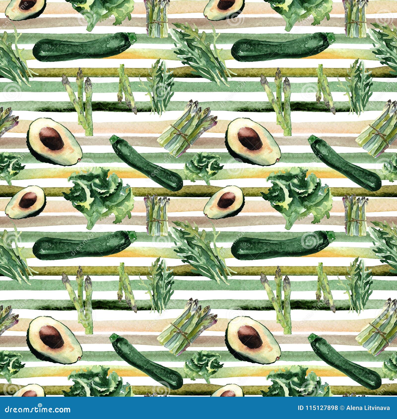 Vegetables Seamless Pattern with Stripes. Repeatable Pattern with ...
