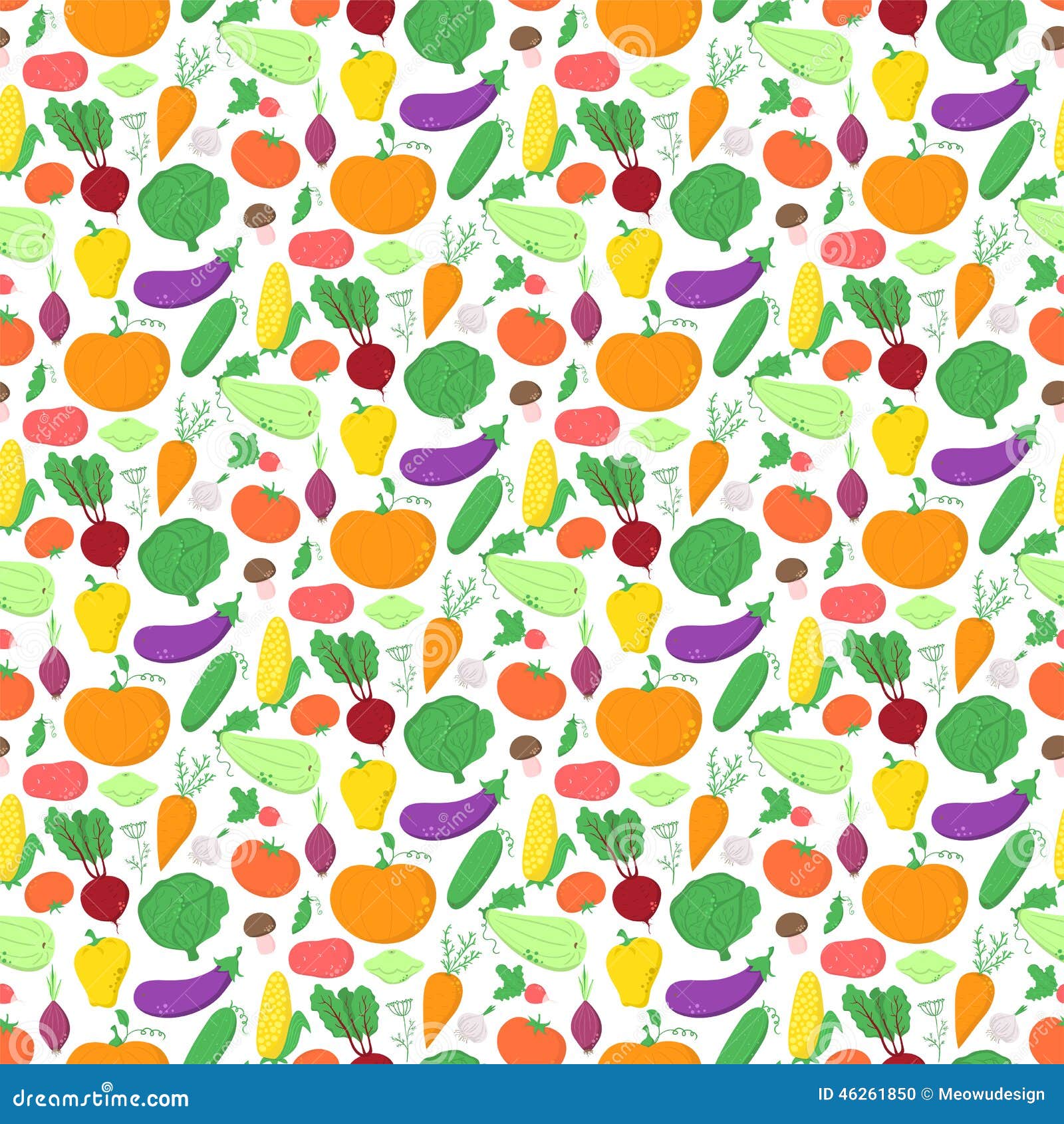 Vegetables Seamless Pattern, Vector Background Stock Vector ...
