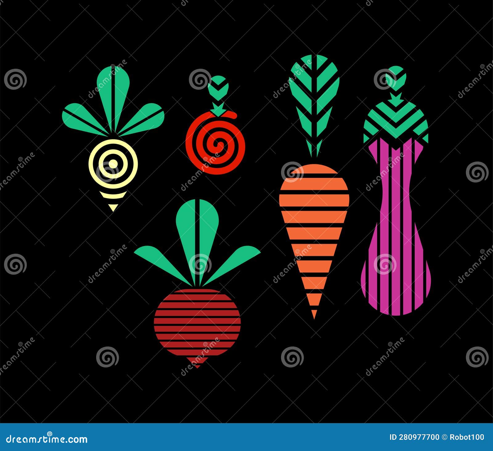 Vegetables Set Geometric Symbol. Vegetable Sign Stock Vector ...