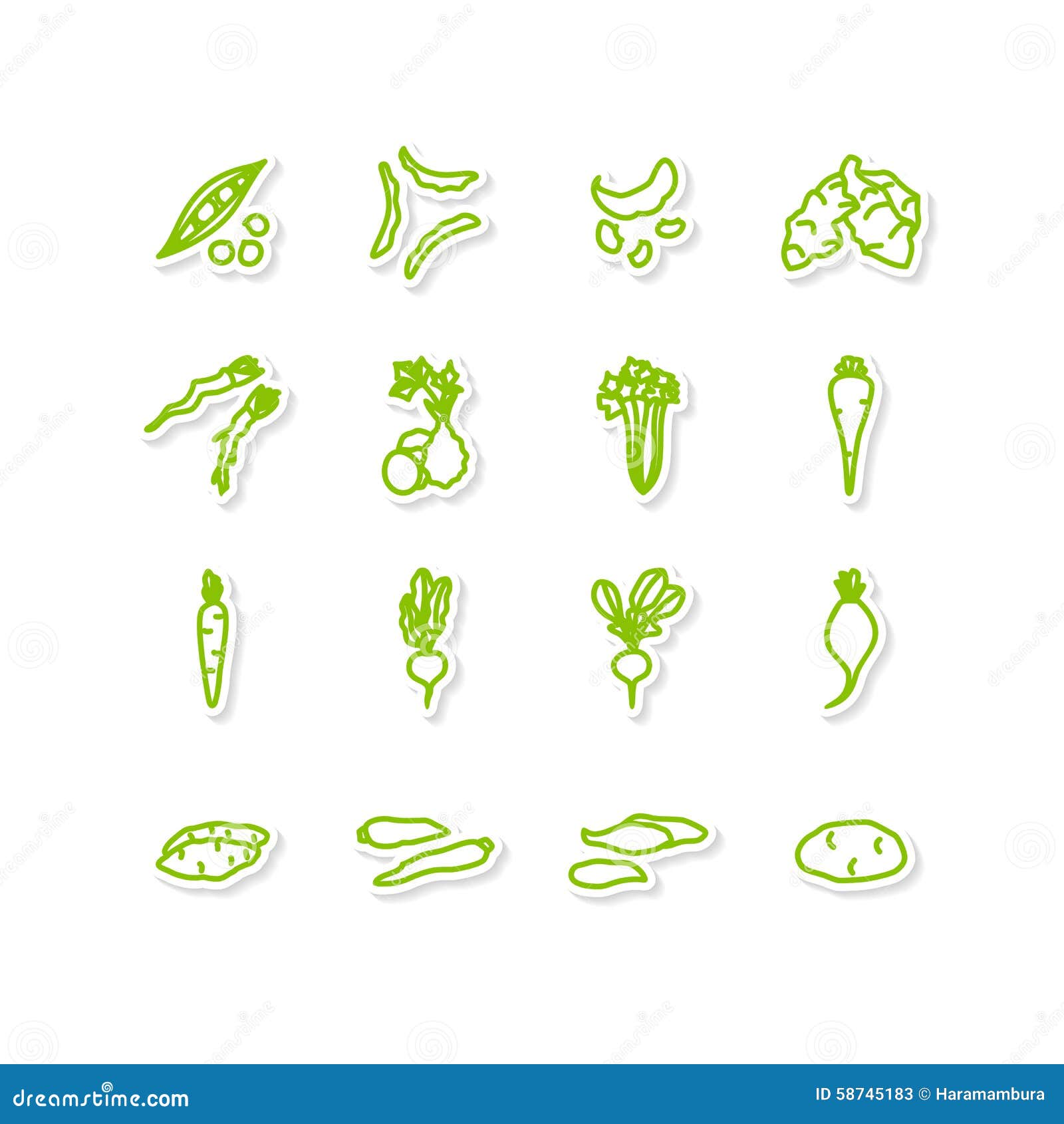 Vegetables stock vector. Illustration of pictogram, icons - 58745183