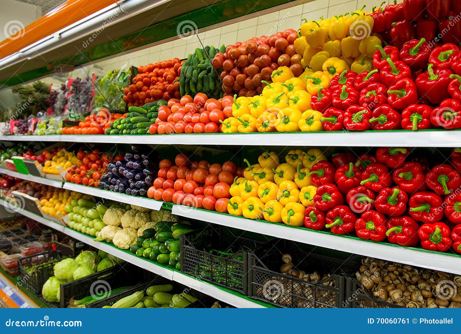 Vegetables on Shelf in Supermarket Stock Image - Image of lifestyle ...