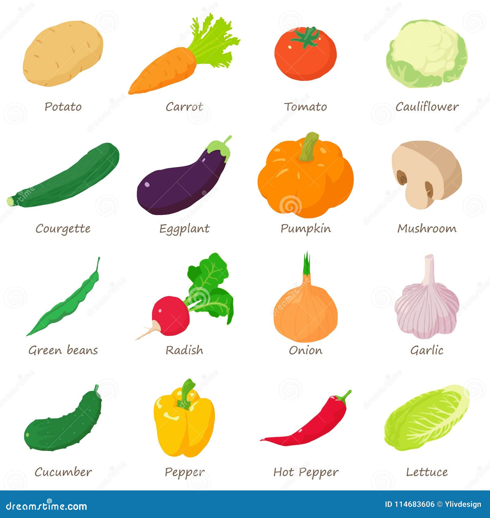 Vegetables Signed Names Icons Set, Isometric Style Stock Vector ... Vegetables Signed Names Icons Set, Isometric Style Stock Vector ...