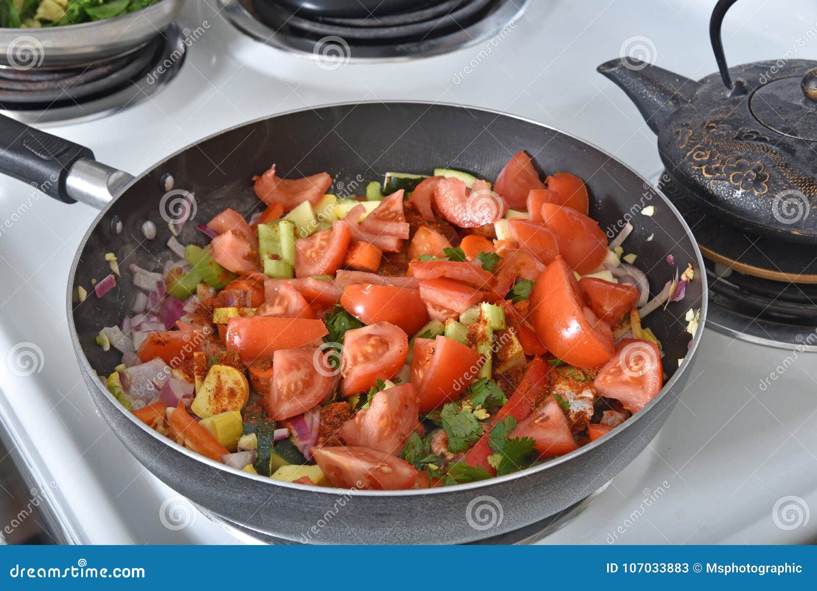 Vegetables simmering stock image. Image of tomatoes - 107033883