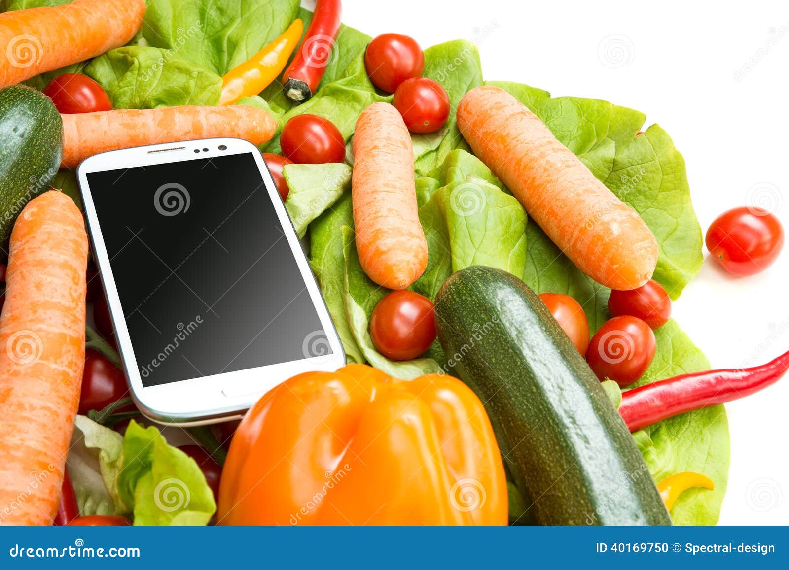 Vegetables and a Smartphone Stock Photo - Image of display, cook: 40169750