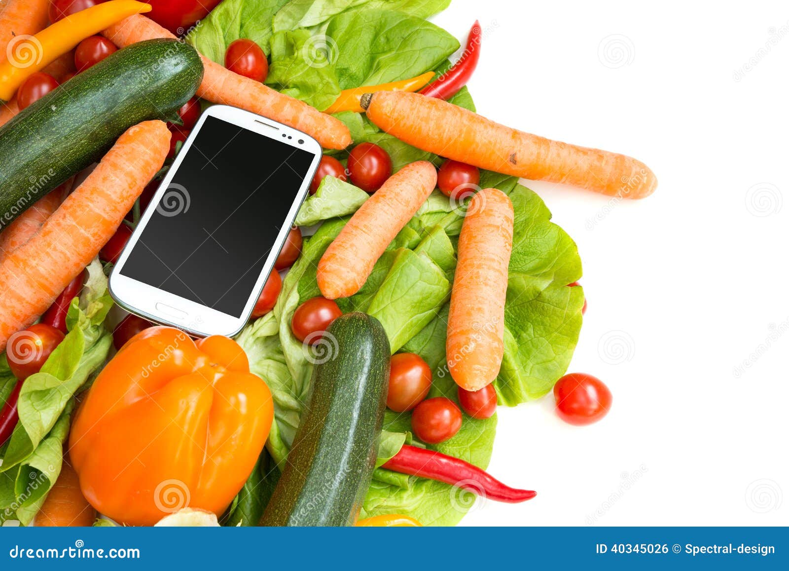 Vegetables and a Smartphone Stock Photo - Image of computer, lettuce ...