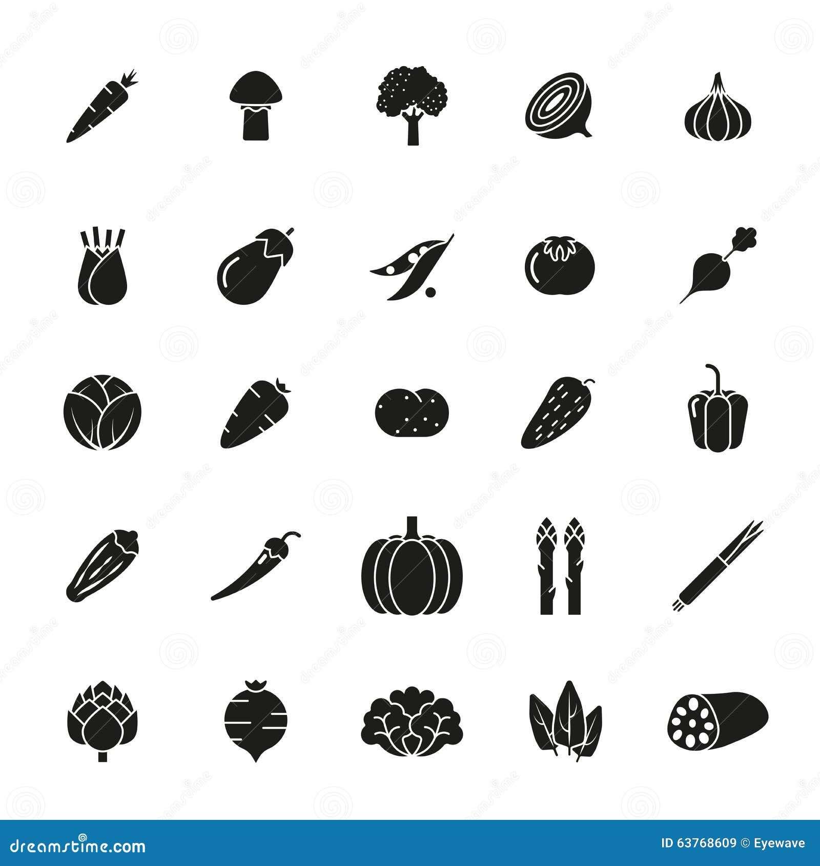 Vegetables Solid Vector Icon Set Stock Vector - Illustration of gherkin ...