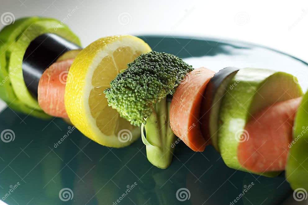 Vegetables on a spit stock photo. Image of charcoal, broccoli - 4119978