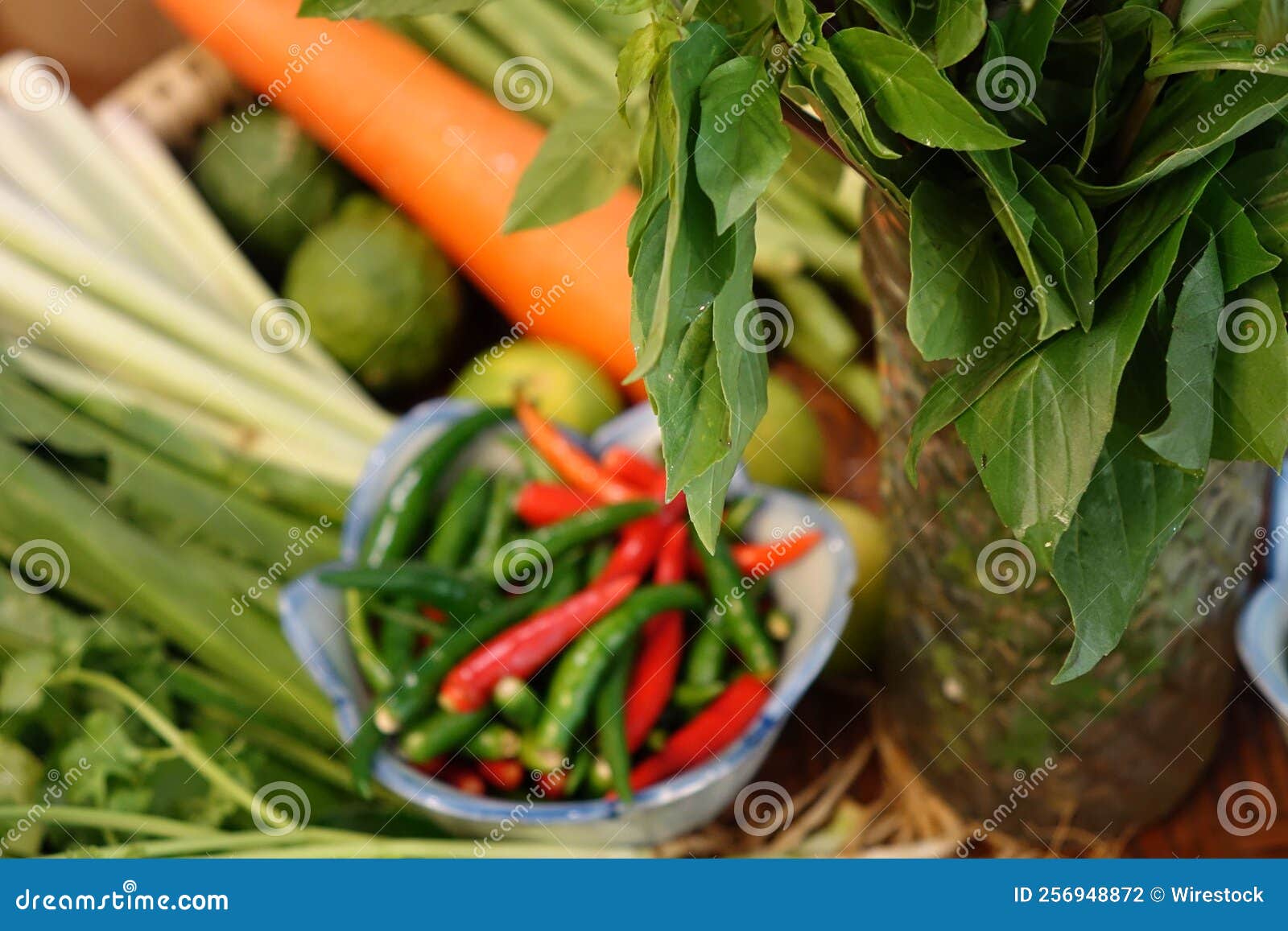 Vegetables on the table stock photo. Image of market - 256948872