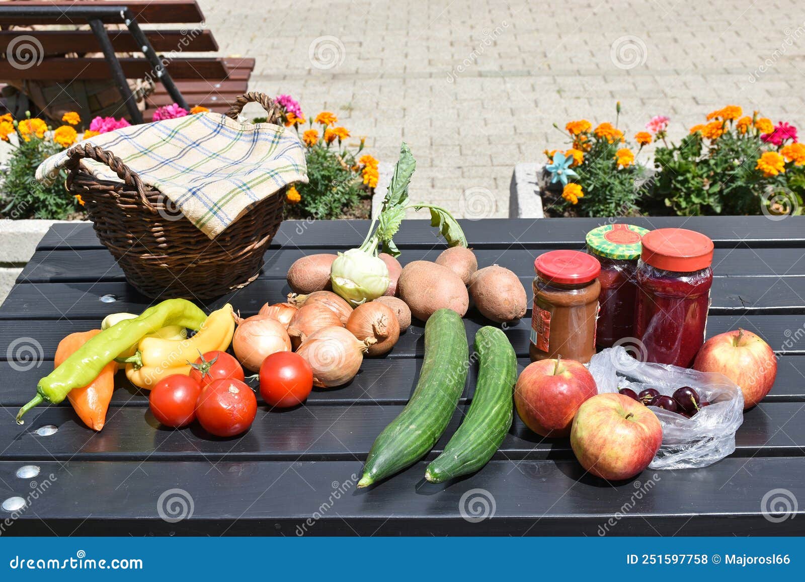 Vegetables on a Table Outdoor Stock Photo - Image of outdoor, tomato ...