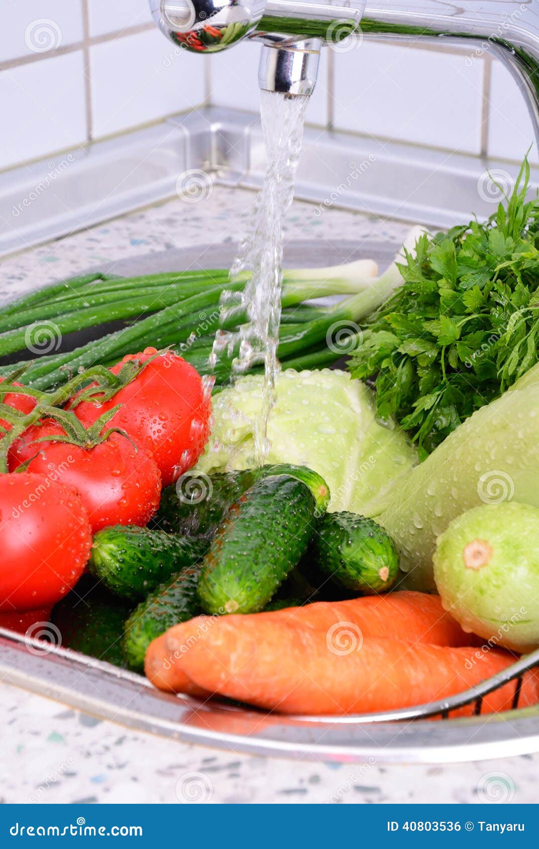 Vegetables Under Running Water Vertical 0736 Stock Photo - Image of ...