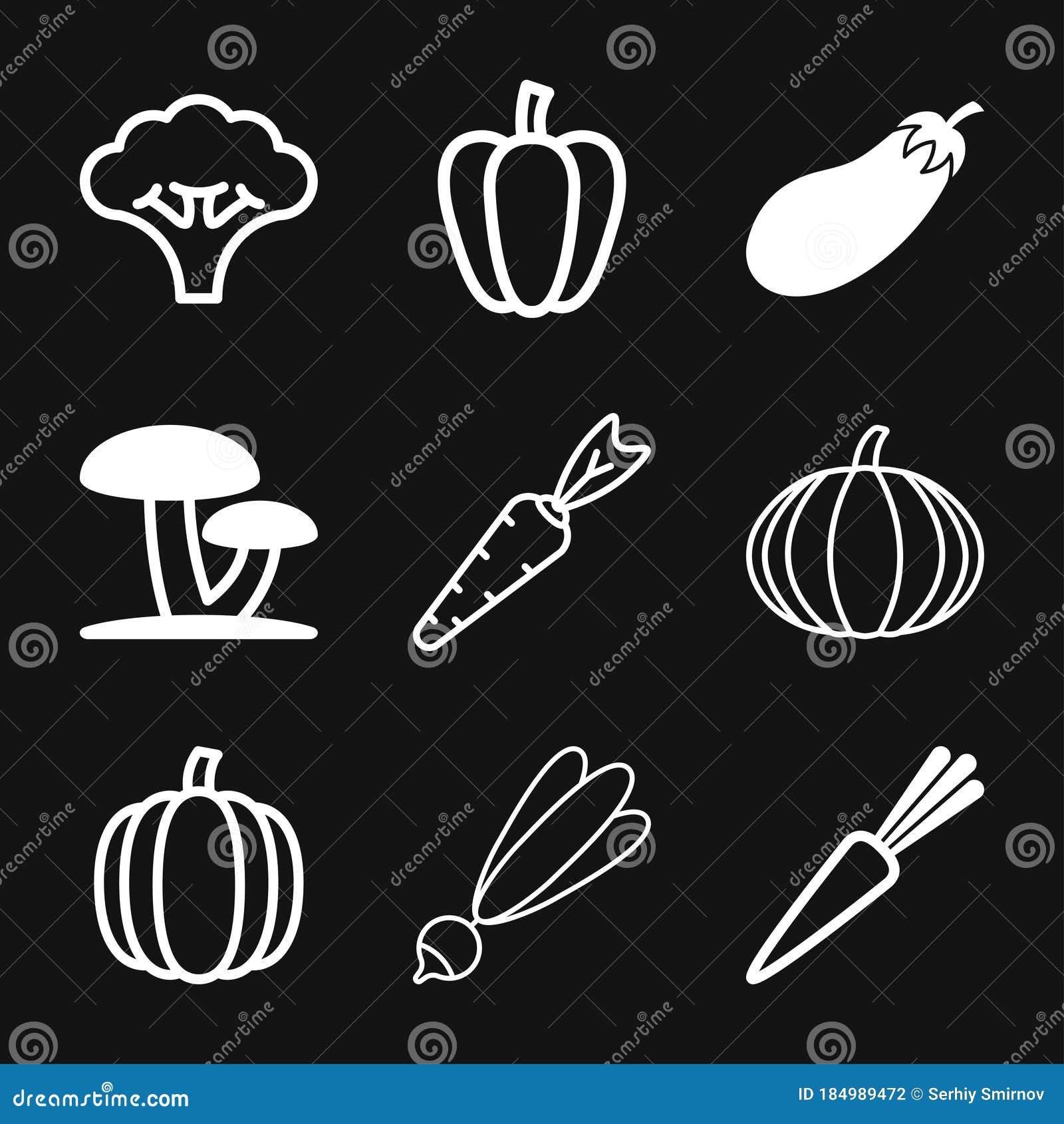 Vegetables Vector Icon, Symbol Isolated on Background Stock ...
