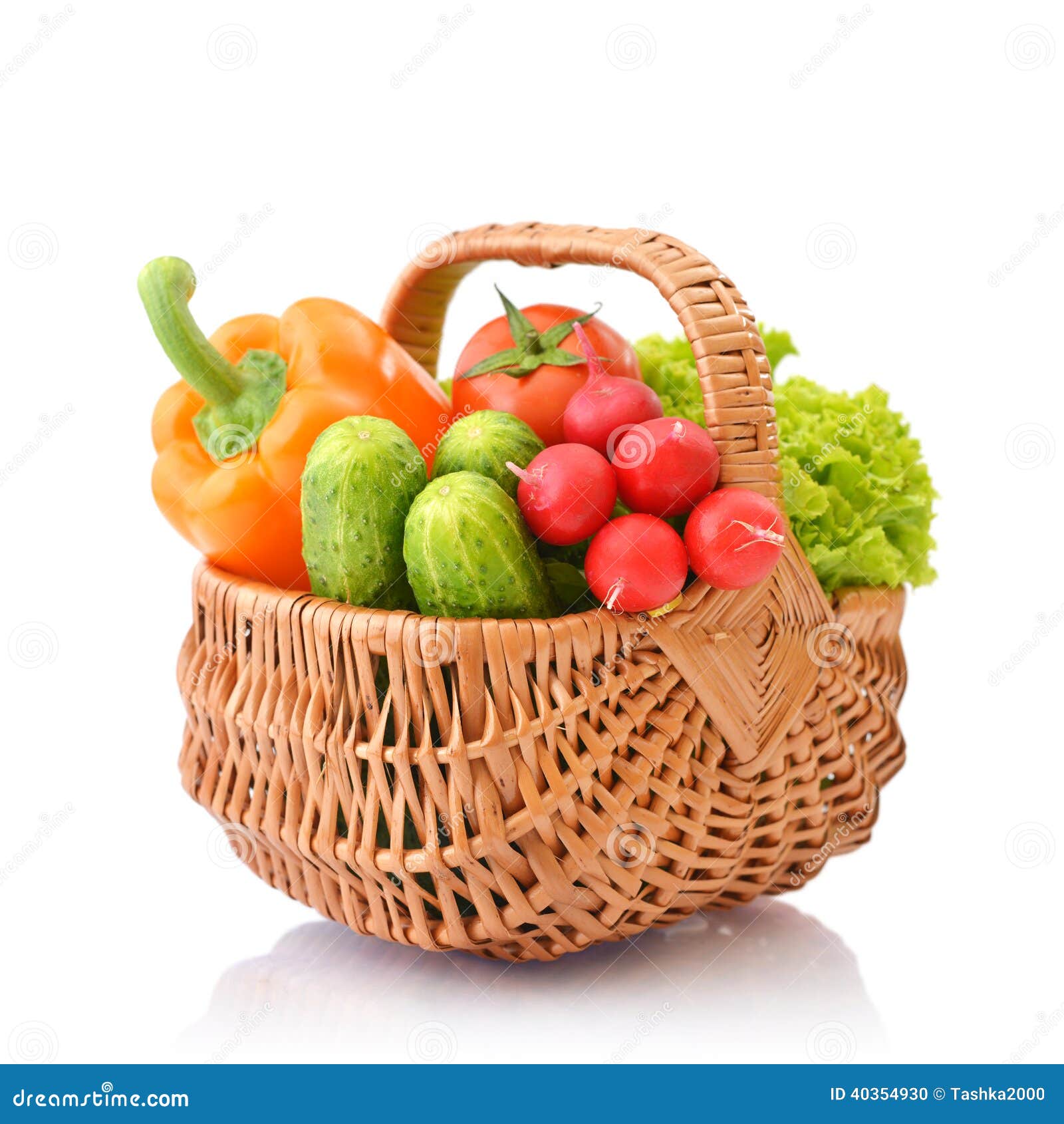 Vegetables in the Wicker Basket Stock Photo - Image of green ...