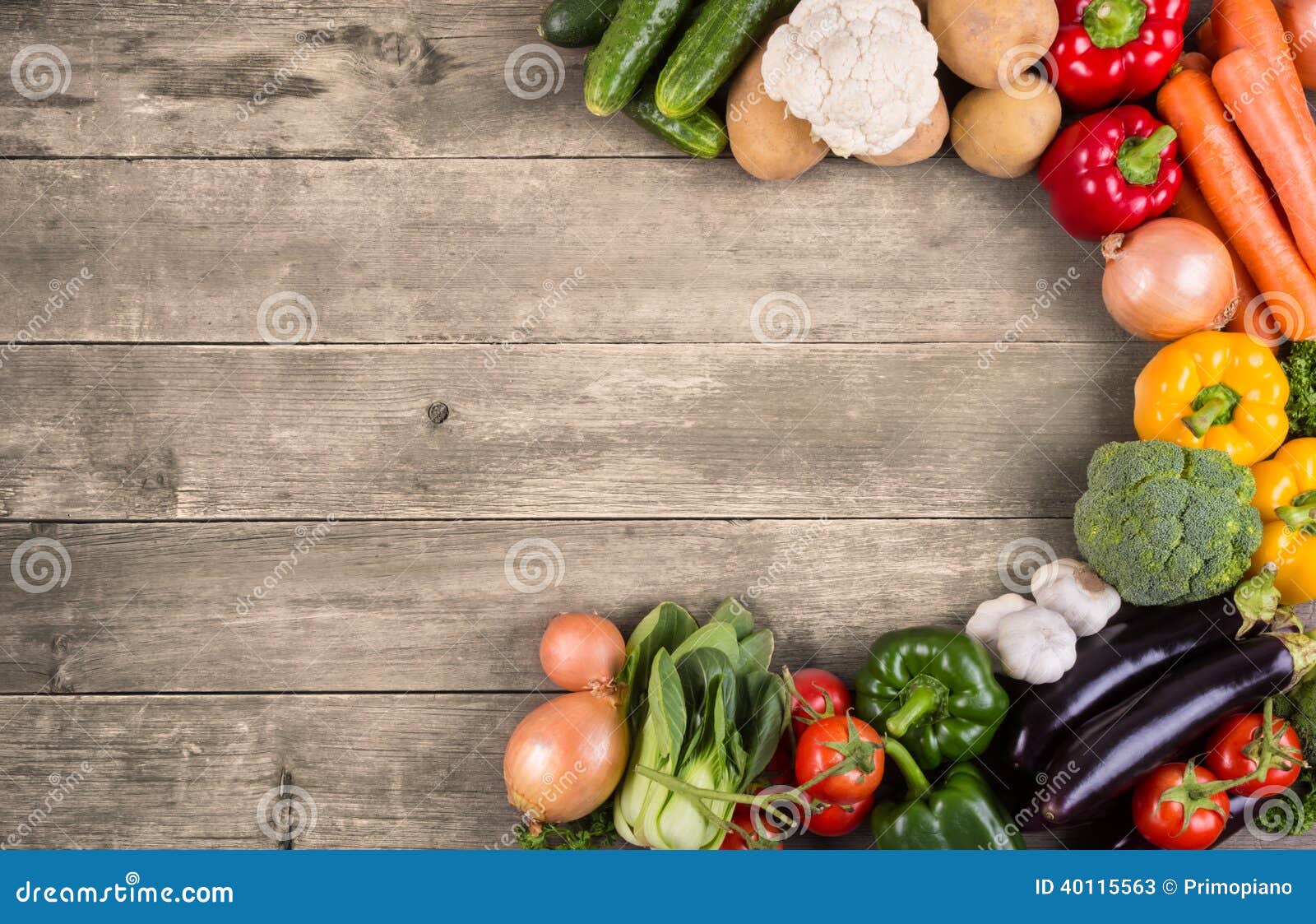 Vegetables On Wood Background, Frame Composition Stock Photography ...