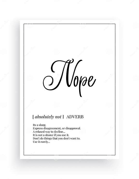 Nope Definition Minimalist Poster Design, Vector. Stock Vector ...