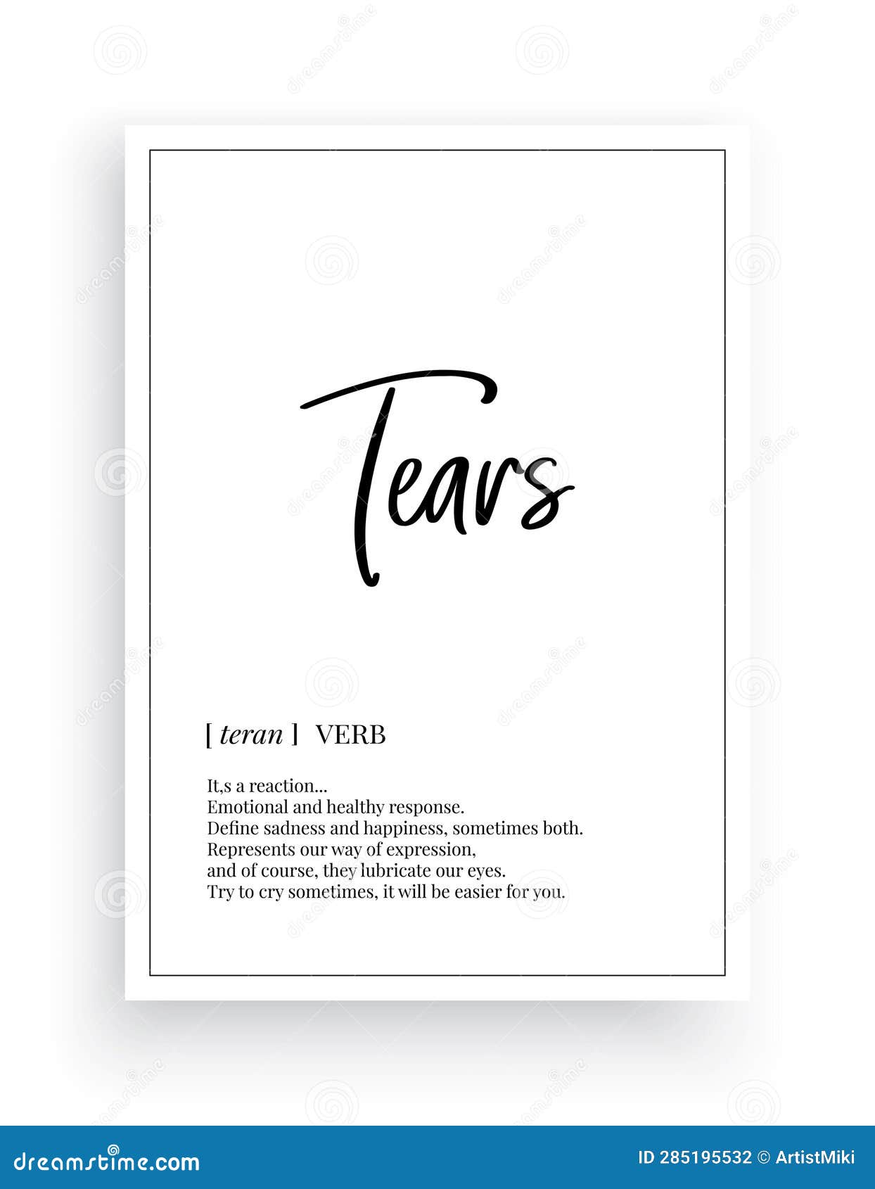Tears Definition Minimalist Poster Design, Vector Stock Vector ...