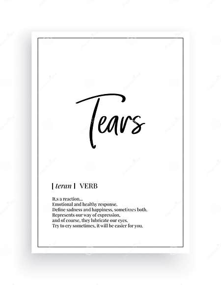 Tears Definition Minimalist Poster Design, Vector Stock Vector ...