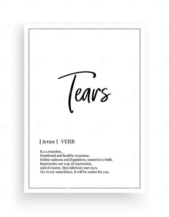 Tears Definition Minimalist Poster Design, Vector Stock Vector ...