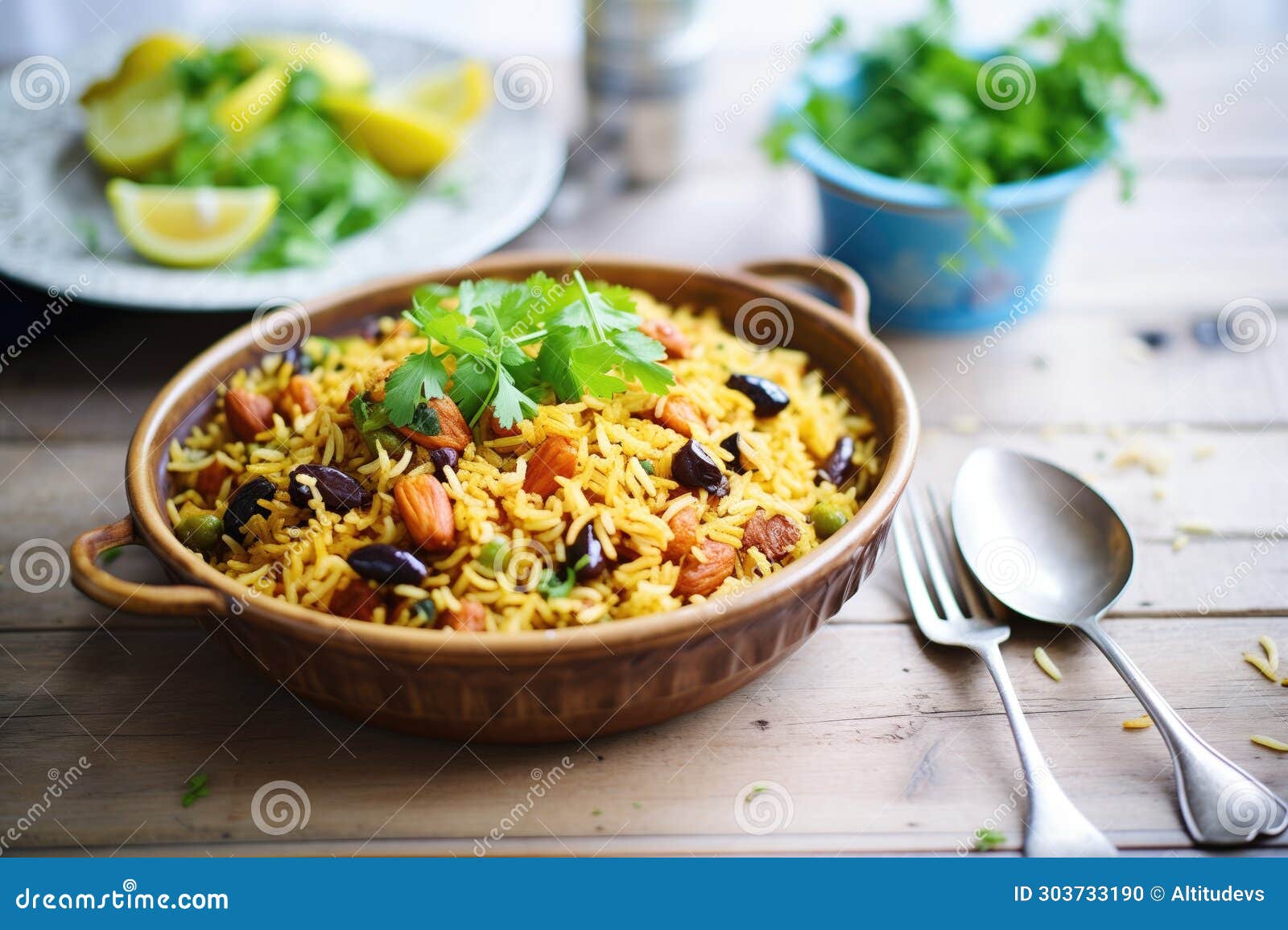 Vegetarian Biryani with Cashews and Raisins Stock Photo - Image of ...