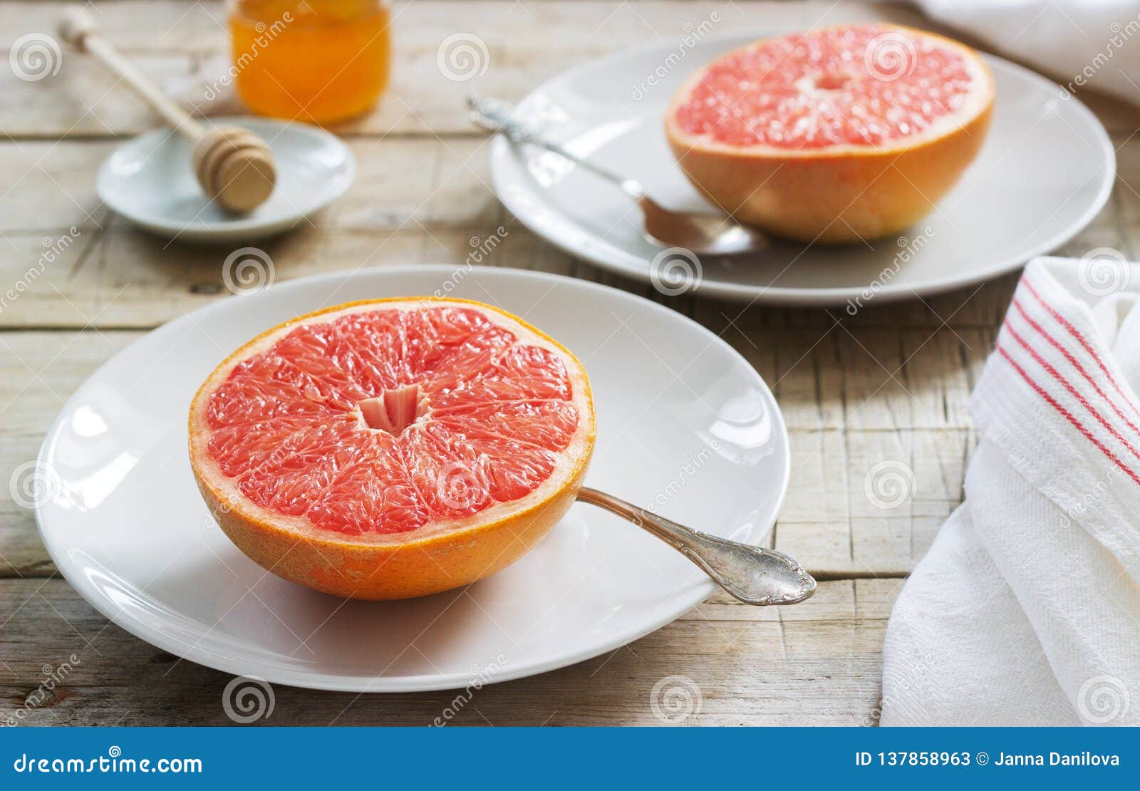 Vegetarian Breakfast for Two of Oatmeal, Baked Grapefruit and Tea ...