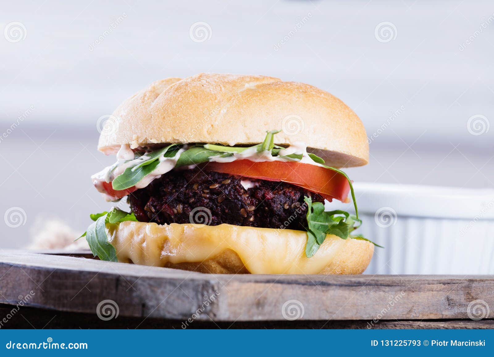Vegetarian Burger with Cheese and Vegetables Stock Image - Image of ...