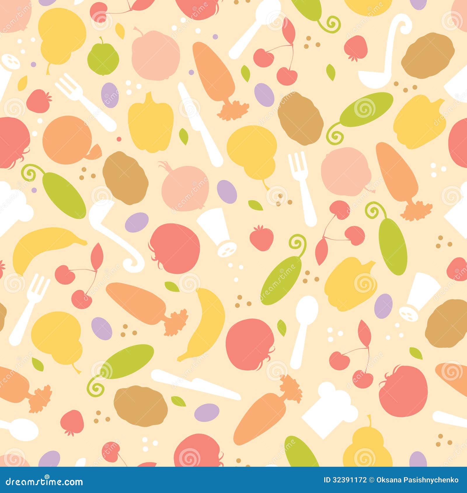Cooking Seamless Pattern. Contour And Silhouette Cutlery Background ...