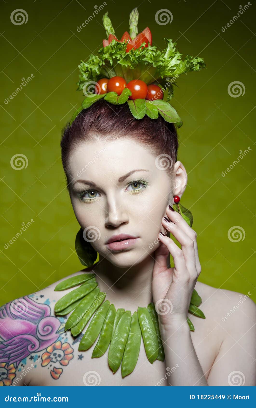 Vegetarian fashion stock image. Image of female, headshot - 18225449