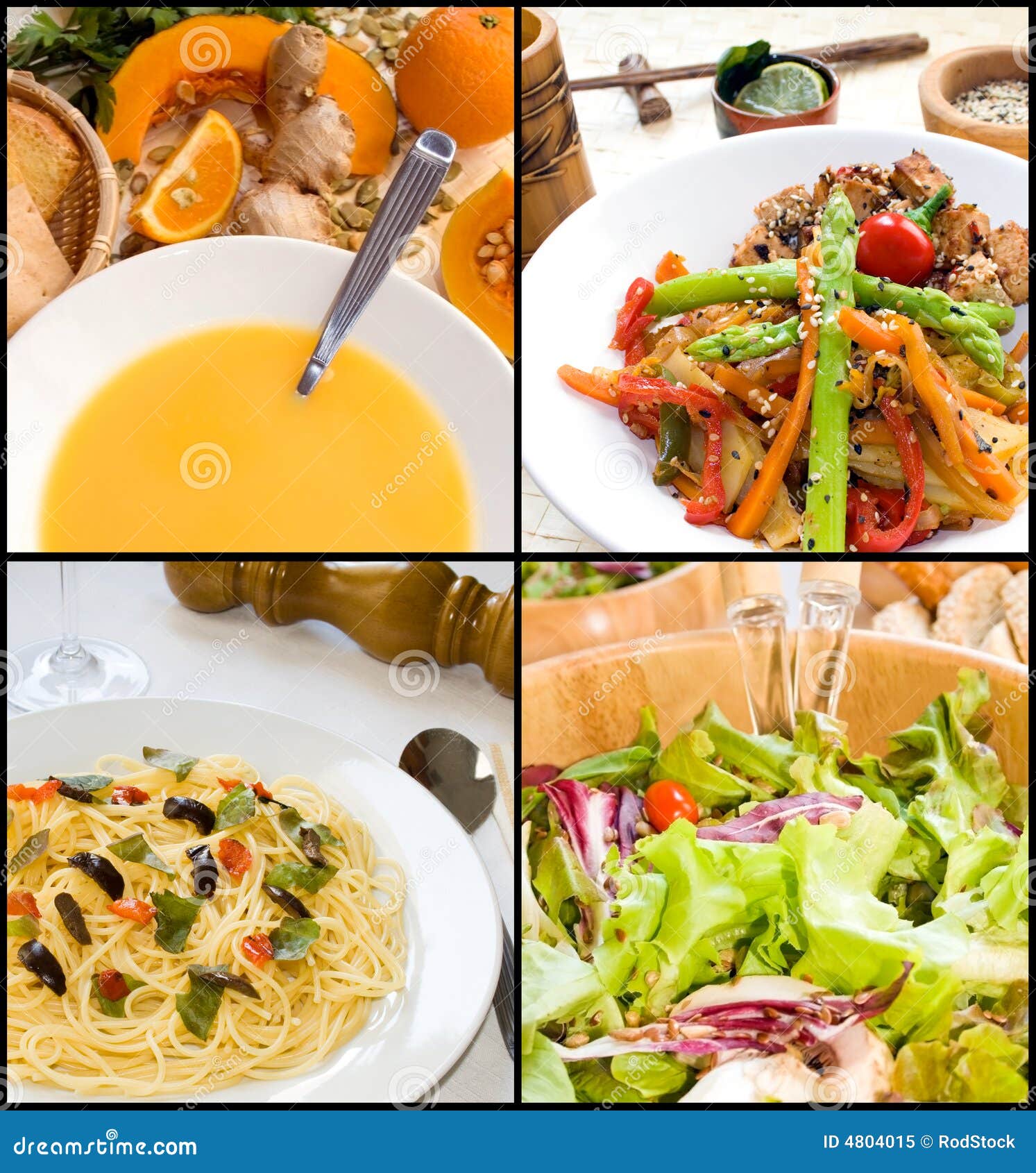 Food Collage Of Puffed Exploded Wheat Grains And Crispy Low-calorie ...