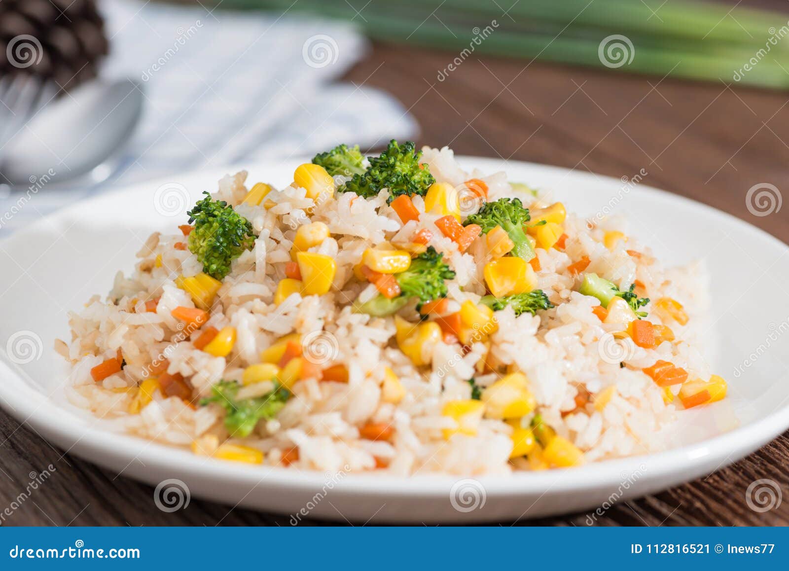 Vegetarian Fried Rice on White Plate. Stock Image - Image of dinner ...
