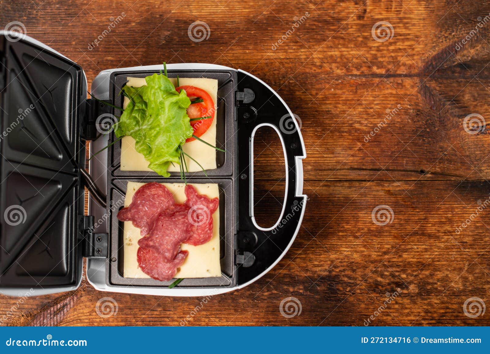 Vegetarian and Meat Sandwich in a Sandwich Maker. Different Types of ...