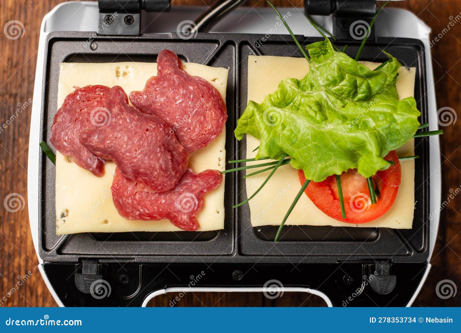 Vegetarian and Meat Sandwich in a Sandwich Maker. Different Types of ...
