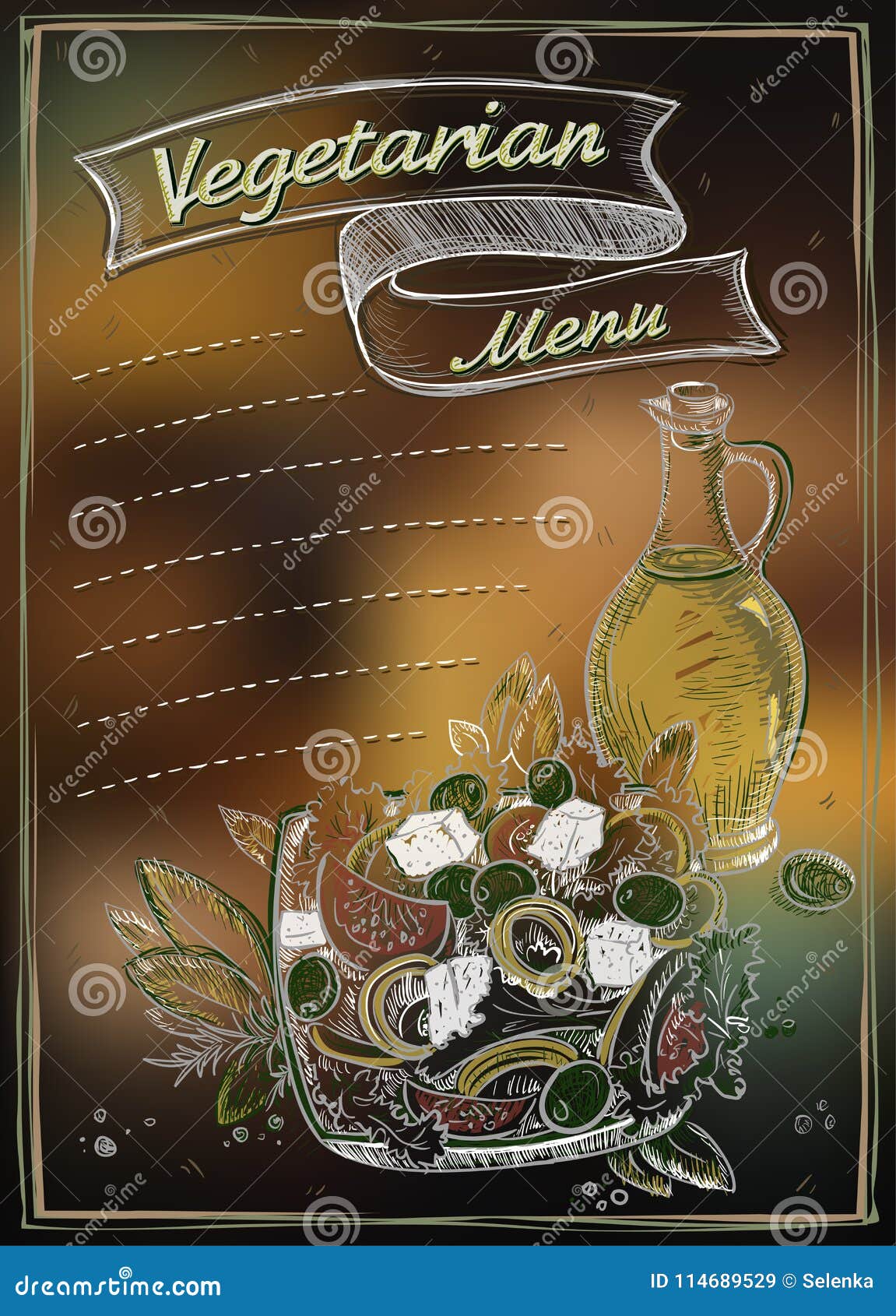 Vegetarian Menu List with Copy Space for Text Stock Vector ...