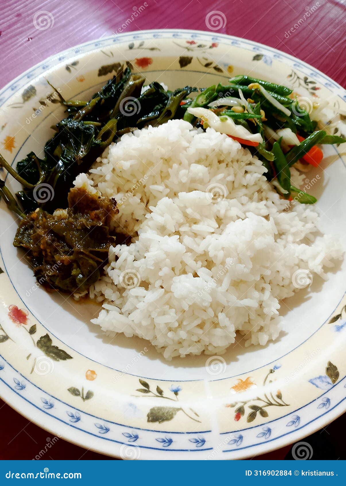 Vegetarian Menu, Vegetable Rice and Chili Sauce Stock Photo - Image of ...